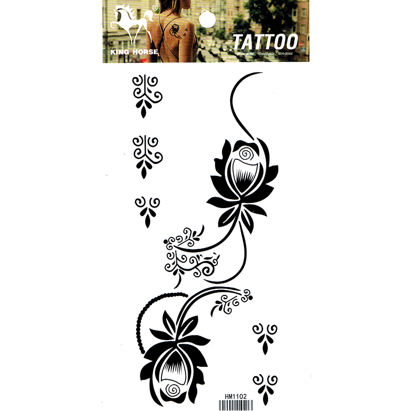 HM1102 new fashion Black flower tattoo sticker waterproof flower tattoo ...