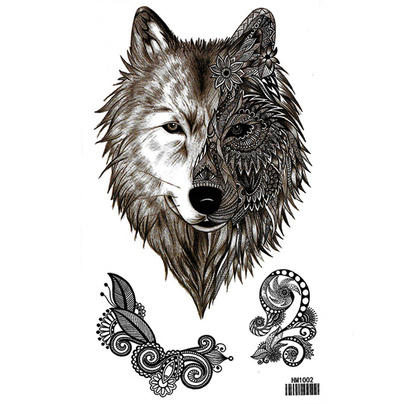 HM1002 waterproof temporary Wolf tattoo sticker